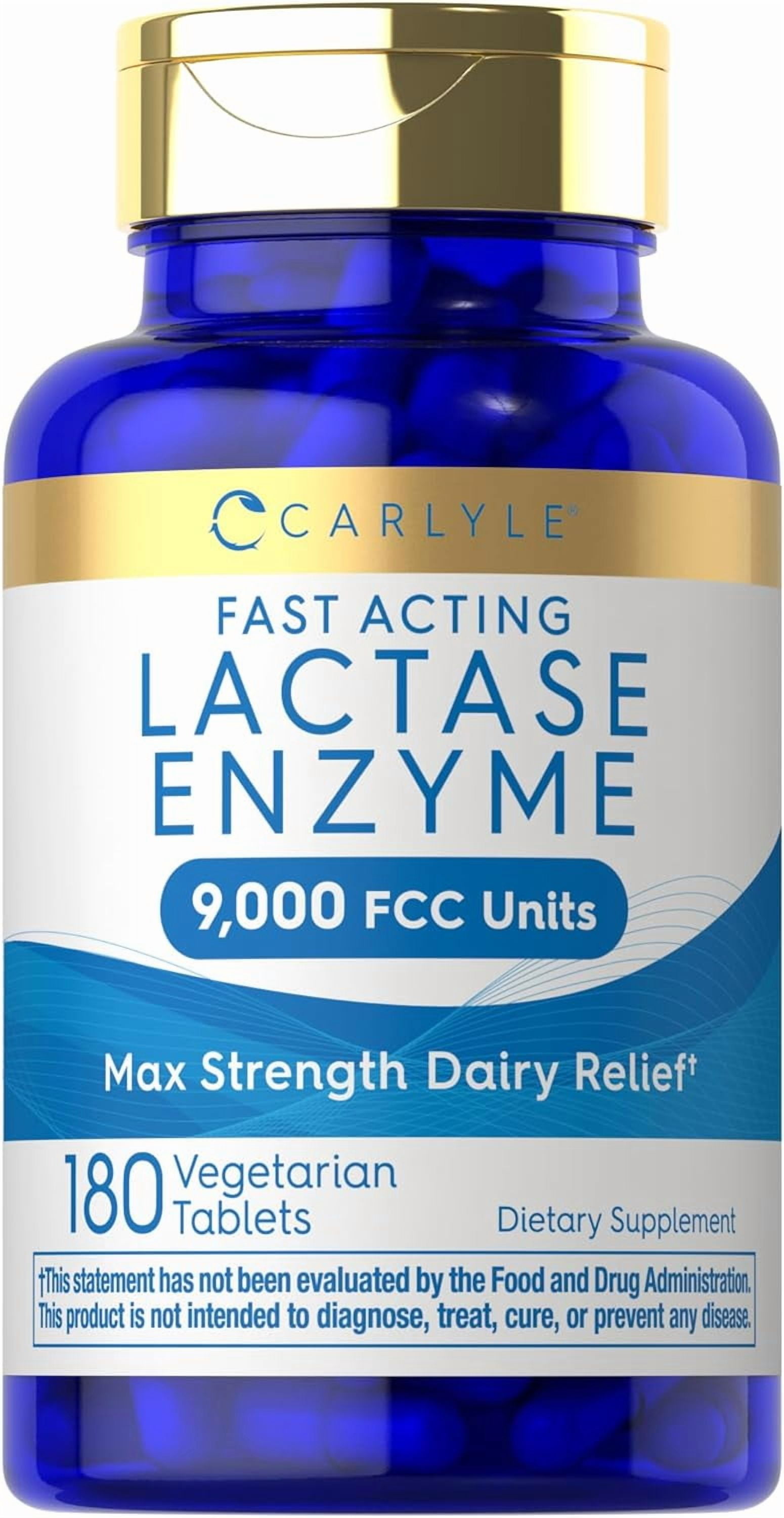 Carlyle Fast Acting Lactase Enzyme Pills, 9000 FCC Units, 180 ...