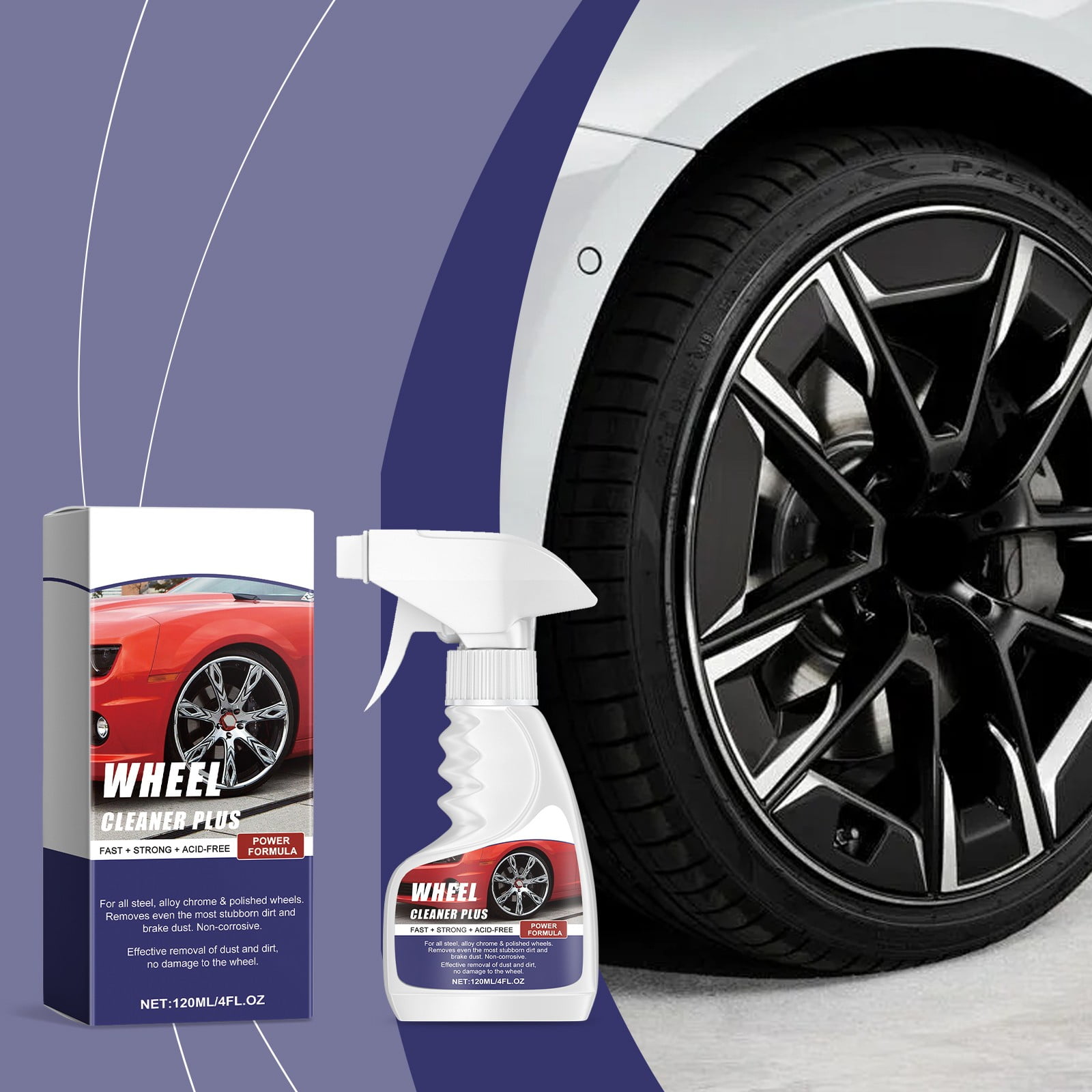 Fast Acting Wheel Cleaner Plus 120ml - Acid-Free Safe Cleaner for ...
