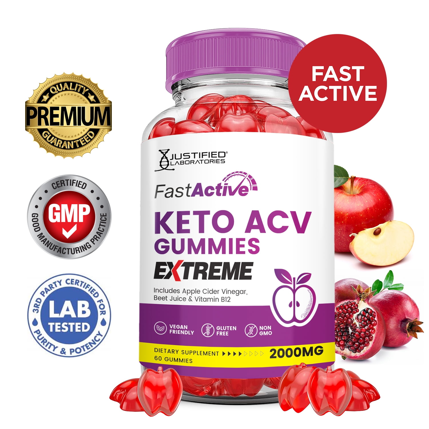Fast Active Keto Extreme ACV Gummies 2000mg Dietary Supplement 60 ...
