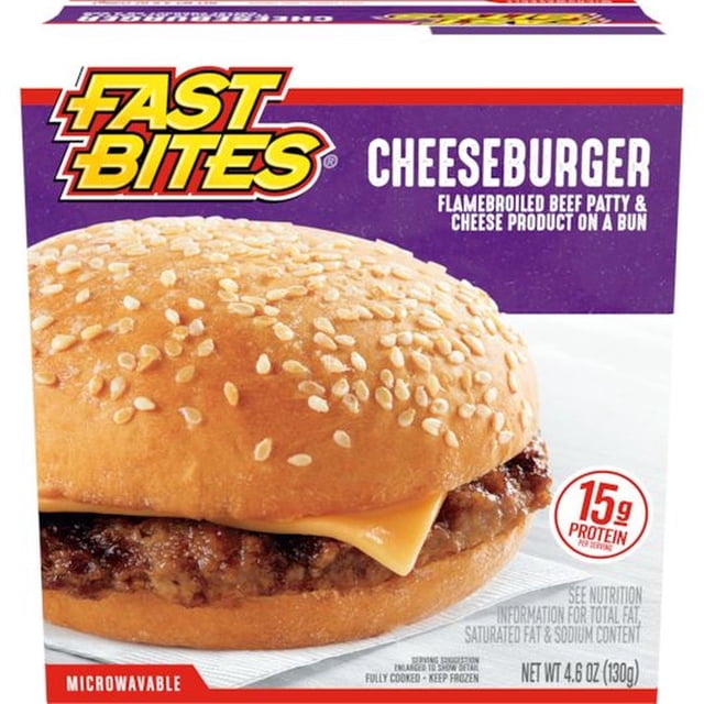 Fast Bites Frozen Snacks Food - Convenient Cheeseburger with Bun ...