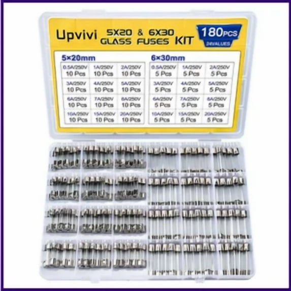 Fast Blow Glass Fuse Assortment Kit, 24 Values Glass Fuses 250V 5X20Mm 0.5A - Walmart.com