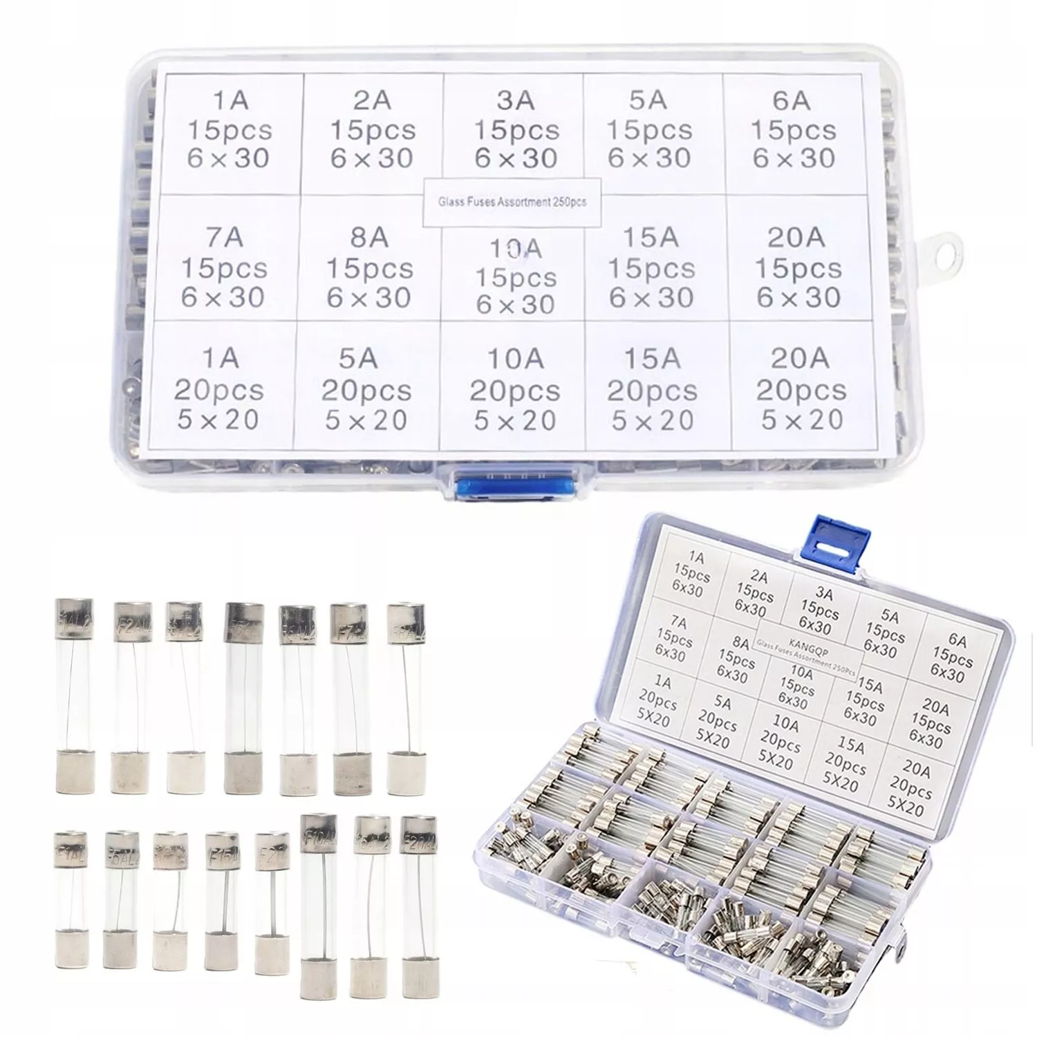 Fast-Blow Glass Fuses Quick Blow Car Glass Tube Fuses Assorted Kit 0.1A ...