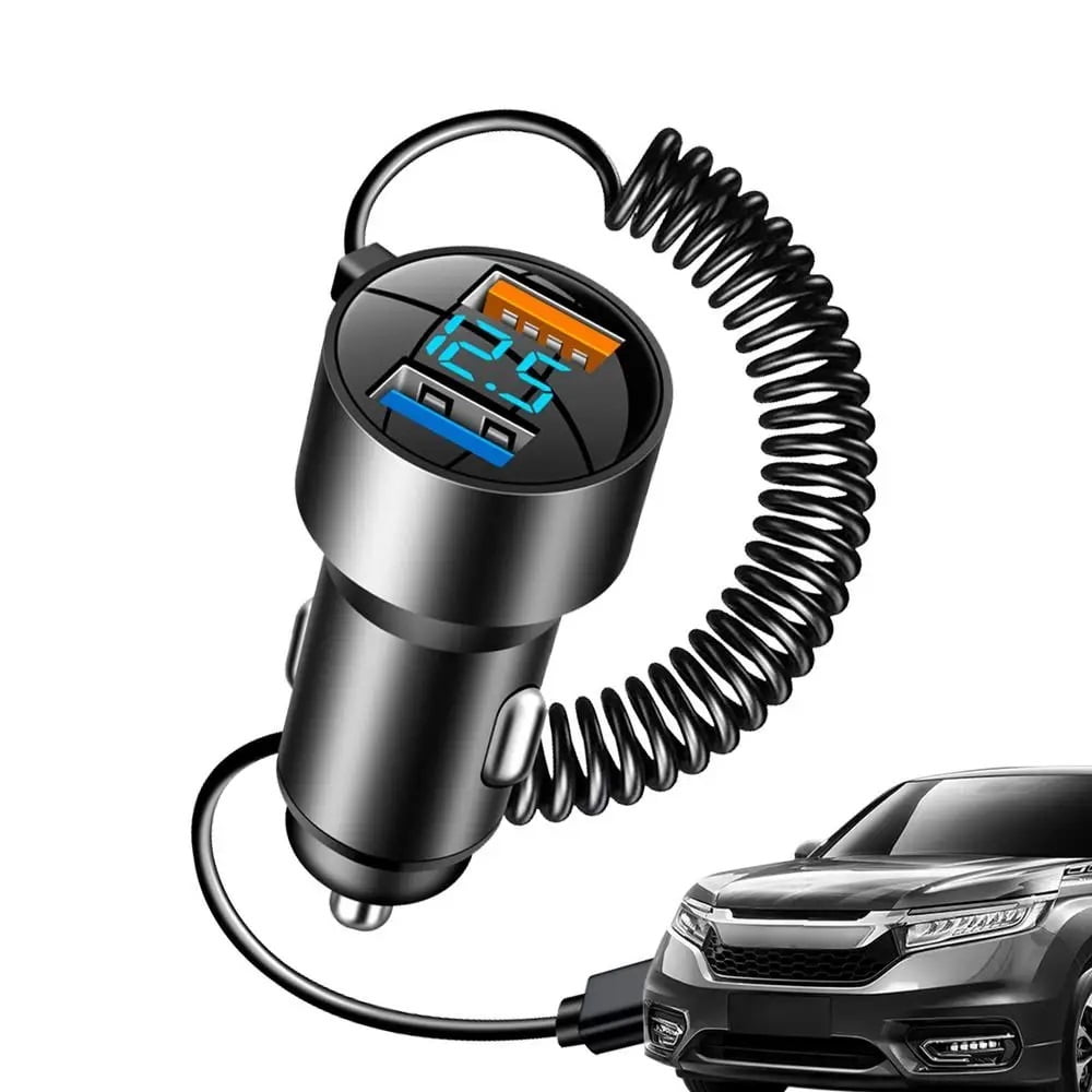 Fast Car Charger USB C PD QC 3.0 Type C Charger Fast Charging Car 100W Car Charger Retractable ...