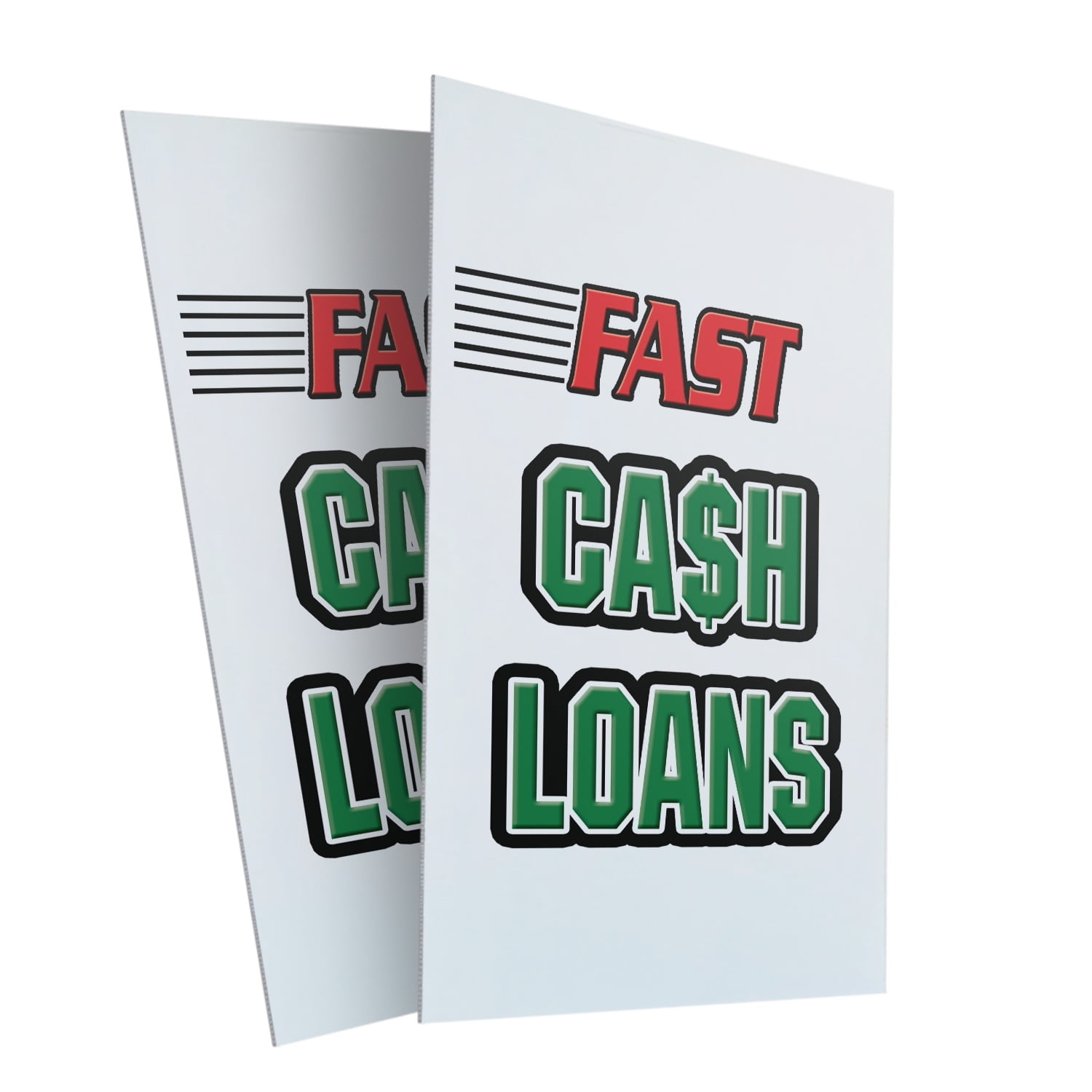 Fast Cash Loans (2-PACK) 24" x 36" Plastic Signs | Sign Insert 4mm ...