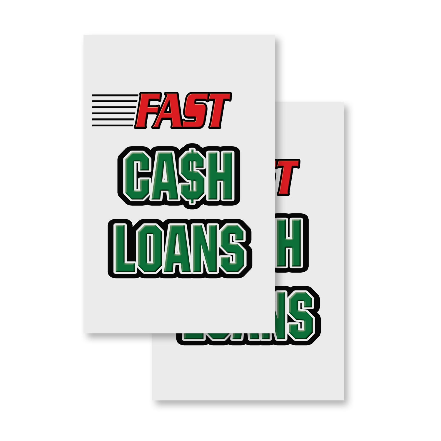 Fast Cash Loans (2-PACK) 24" x 36" Vinyl Decals | Sign Insert Peel ...