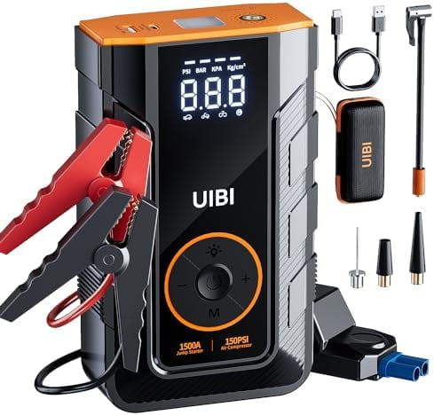 Fast Charge 45W Jump Starter with Air Compressor, X3 1500Amp Battery ...