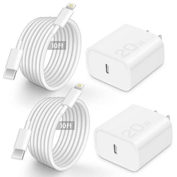Fast Charger Block Compatible with iPhone 14 13 Charging 10 Foot Cable ...
