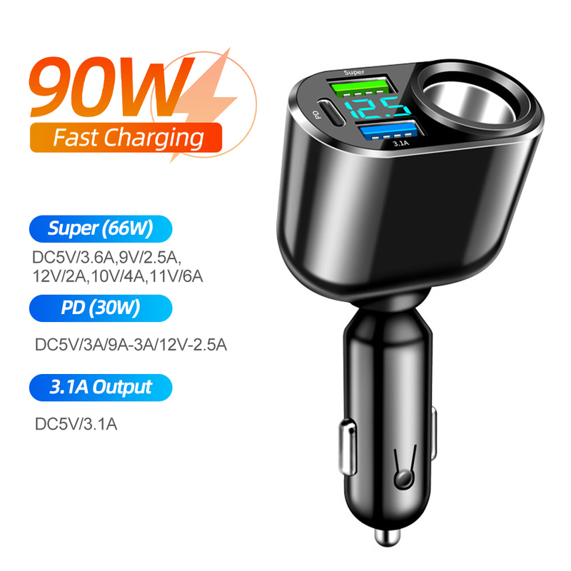Fast Charger Dual Power Adapter 66W Car Cigarette Lighter Socket ...