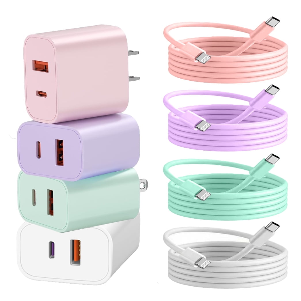Fast Charger for iPhone 14Pro Max, 4 Pack 20W Dual Port A/C Wall ...