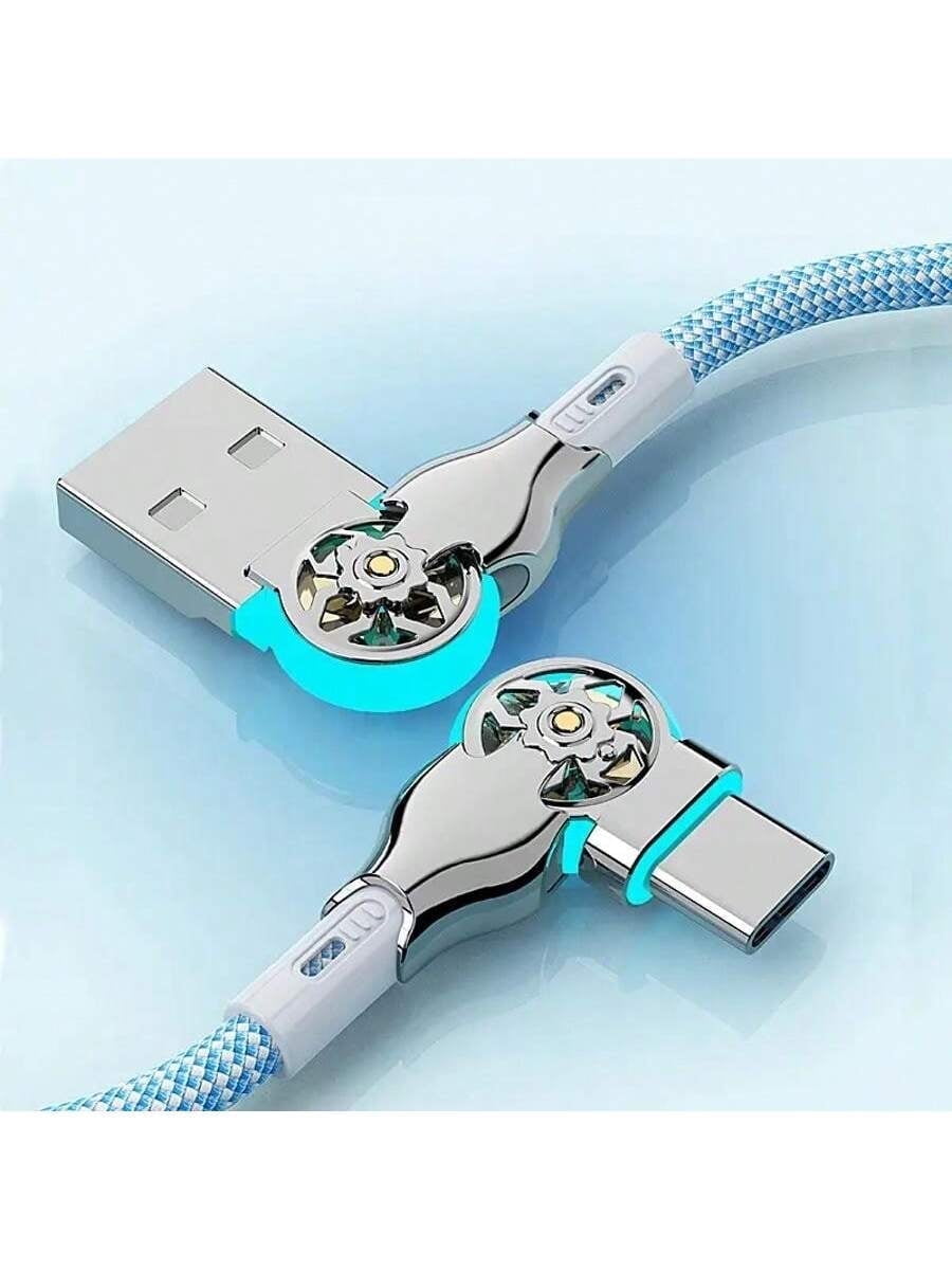 Fast Charging Cable Type-c With Light Double Elbow Rotation 65W Flash ChargingCar Universal ...