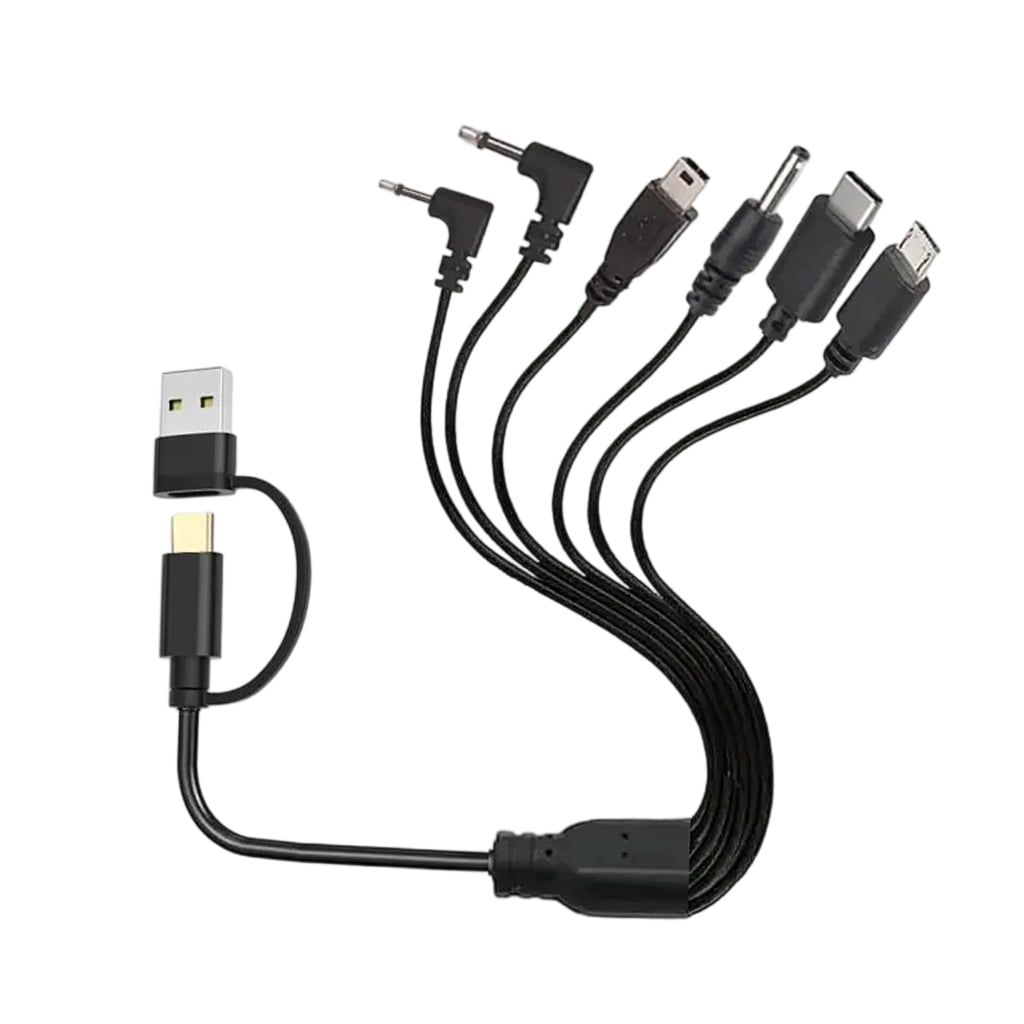 Fast Charging Cable with 6 Port Type C Tiny USB Mini USB 3.5mm 2.5mm ...