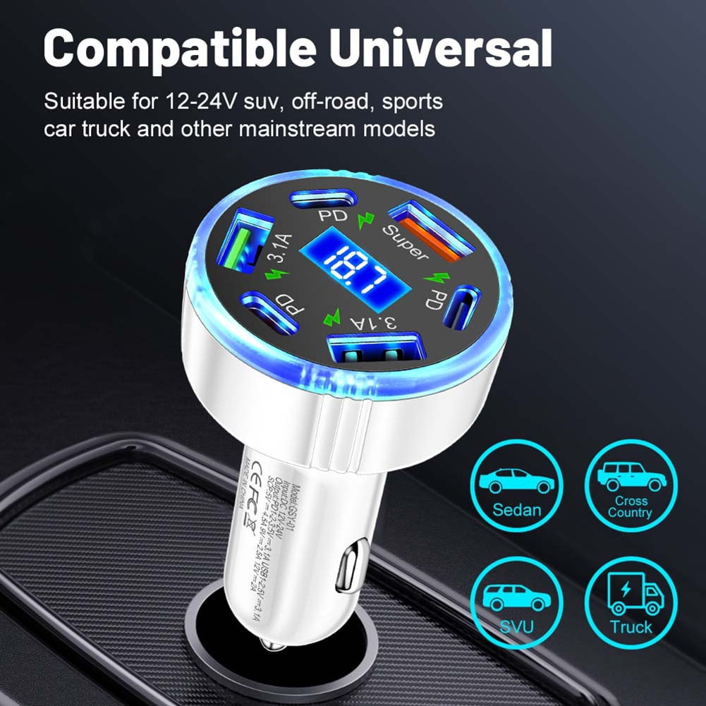 Fast Charging Car Adapter with 6 Ports Compatible with Various Devices ...