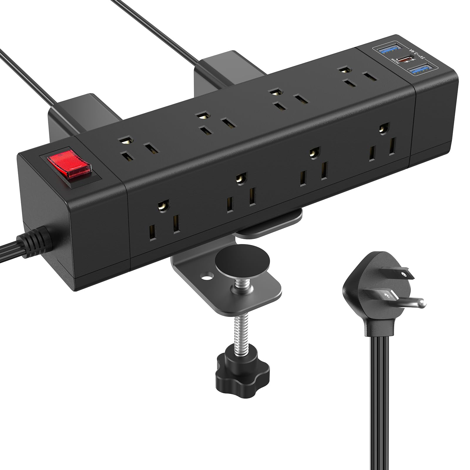 Fast Charging PD 20W USB C Desk Clamp Power Strip,Fararaka Surge ...
