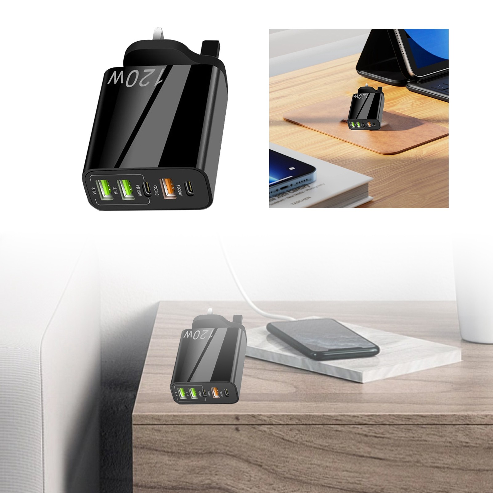 Fast Charging Phone Charger with QC30 and PD20W Technology Featuring 3 ...