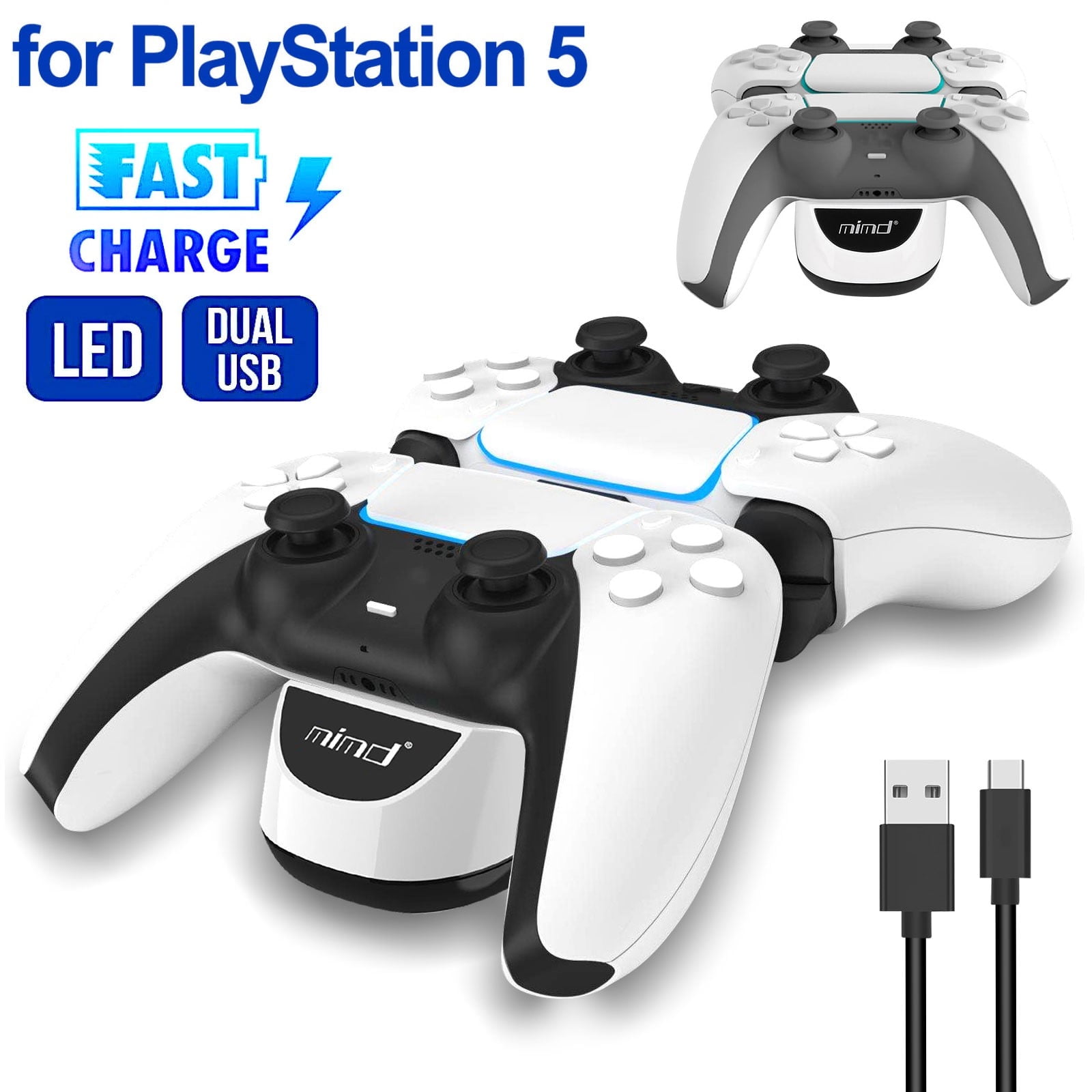 Fast Charging Station Fit for Sony PS5 Controller, Dual Charging Dock ...