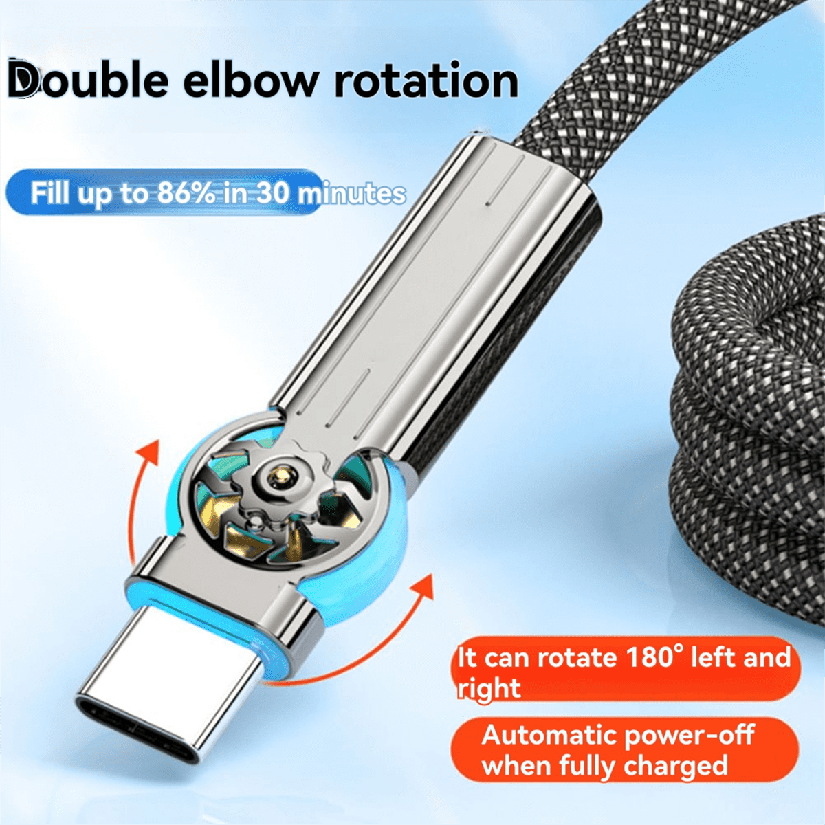 Fast Charging USB Type C Data Cable 180 Degree Swivel Elbow Gaming Data ...