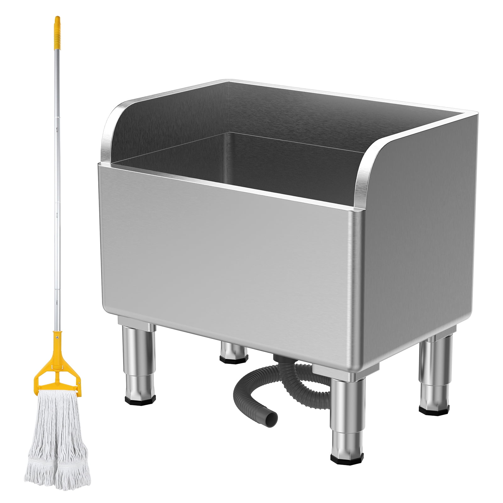 Fast Drainage Mop Basin 23.6in Stainless Steel Mop Sink Floor Mop Basin ...