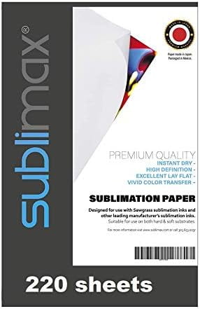 Fast Dry Sublimation Paper 8.5 x 11 inch 220 sheet for Any Inkjet Printer with Sublimation Ink ...