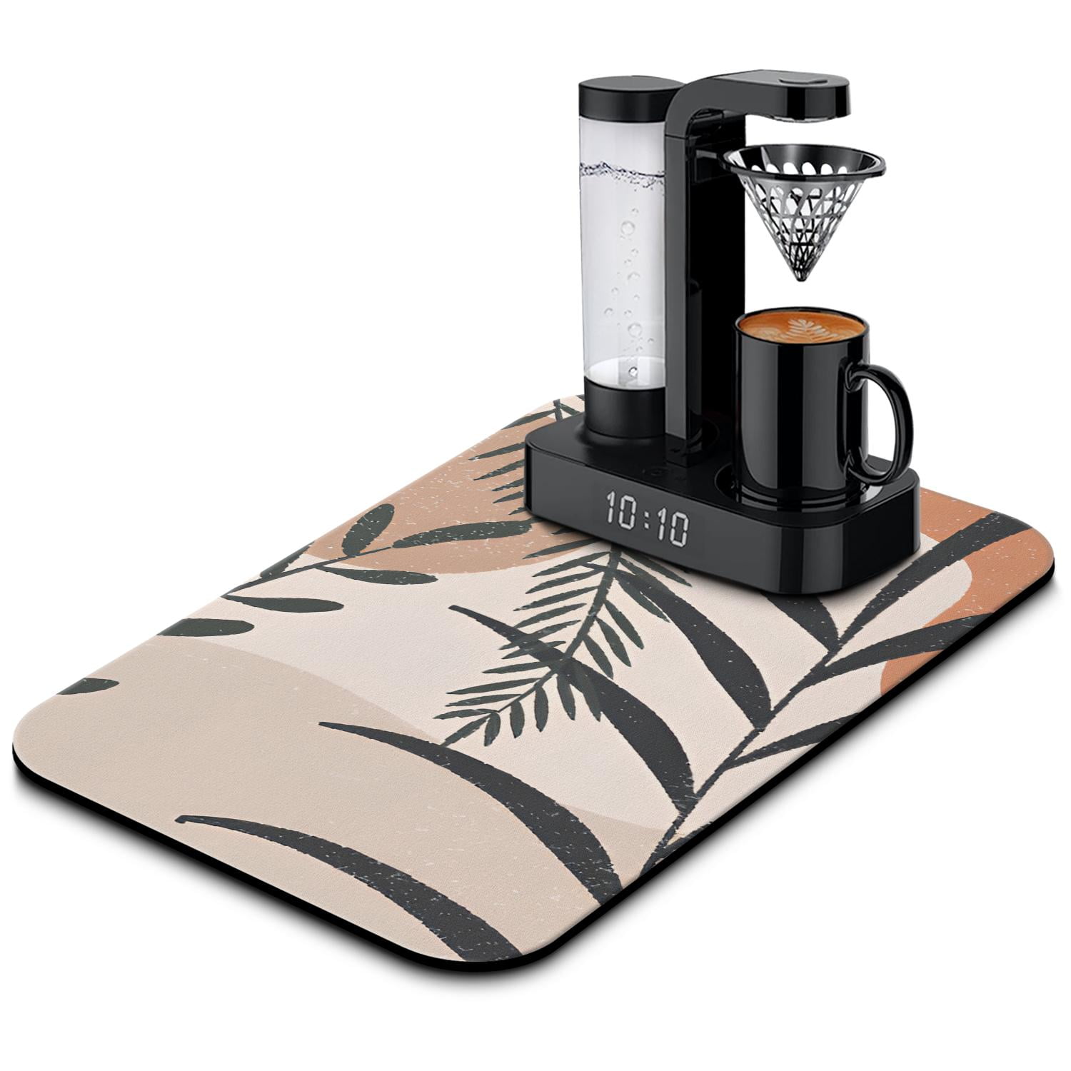 Fast-Drying Diatom Mud Coffee Mat 19.5x12in Stain Absorbent, Rubber ...