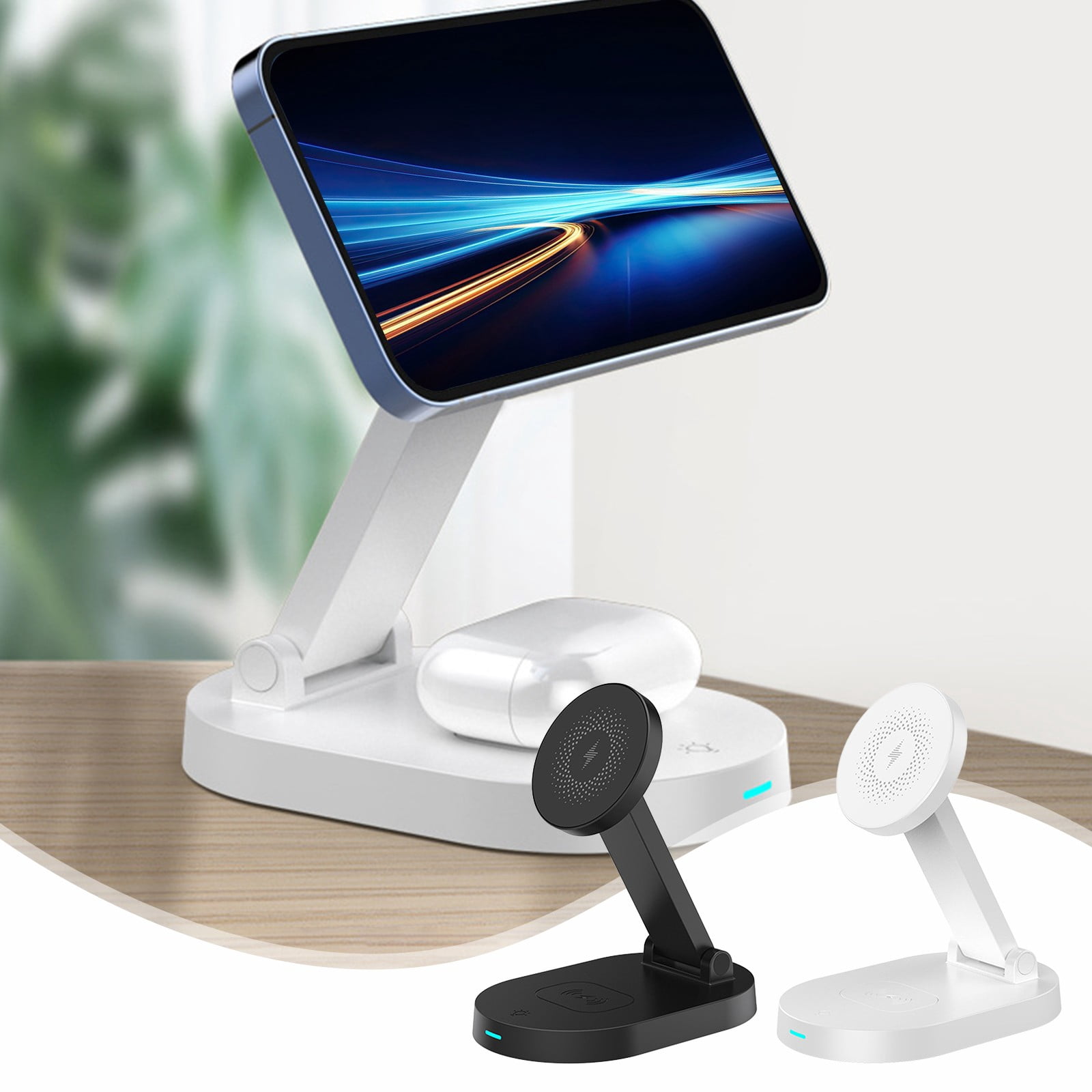 Fast Dual Wireless Charger, 15W Vertical Charging, Sleek Glass Design ...