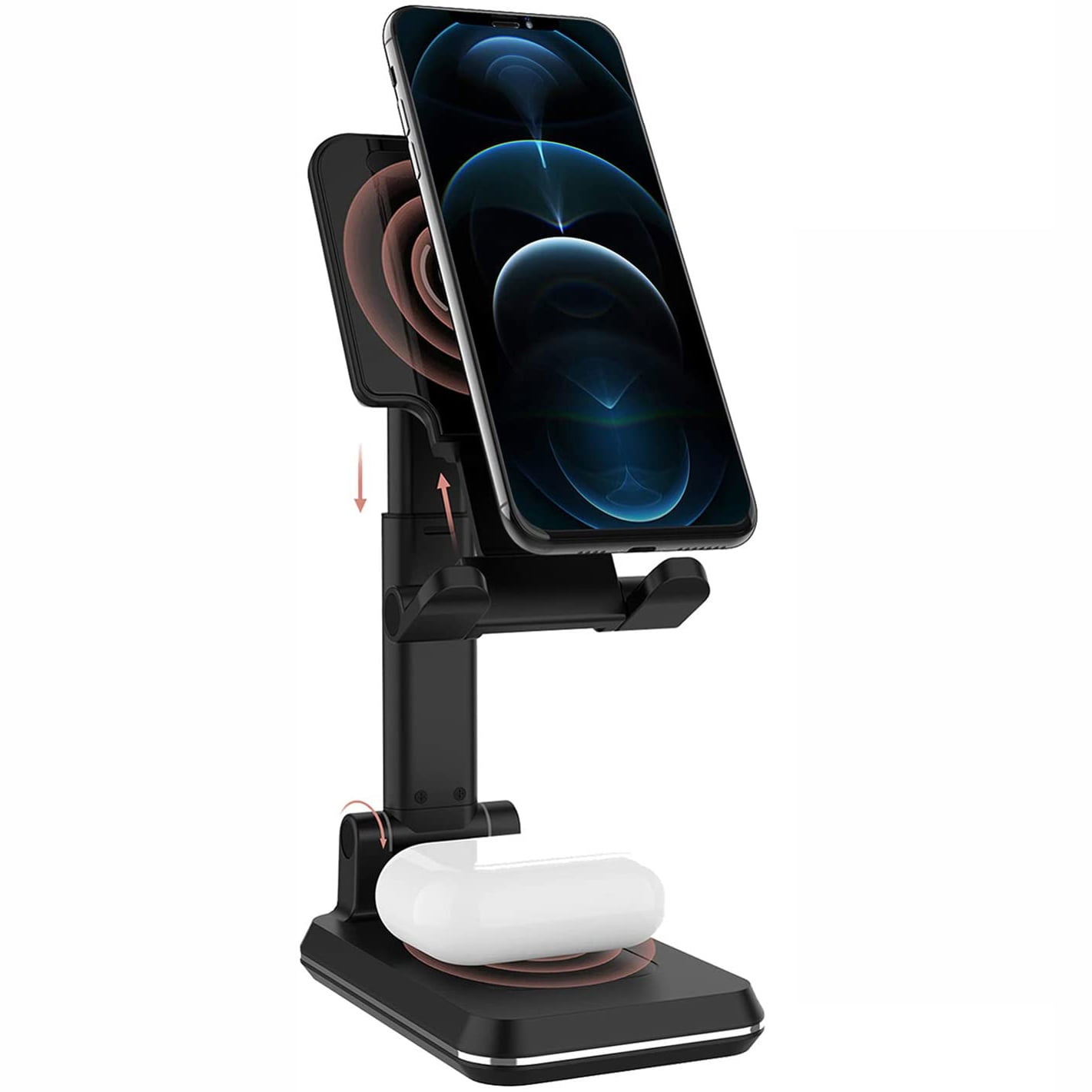 Fast Dual Wireless Charger Foldable Stand 2-Coils Charging Pad Slim P5P ...