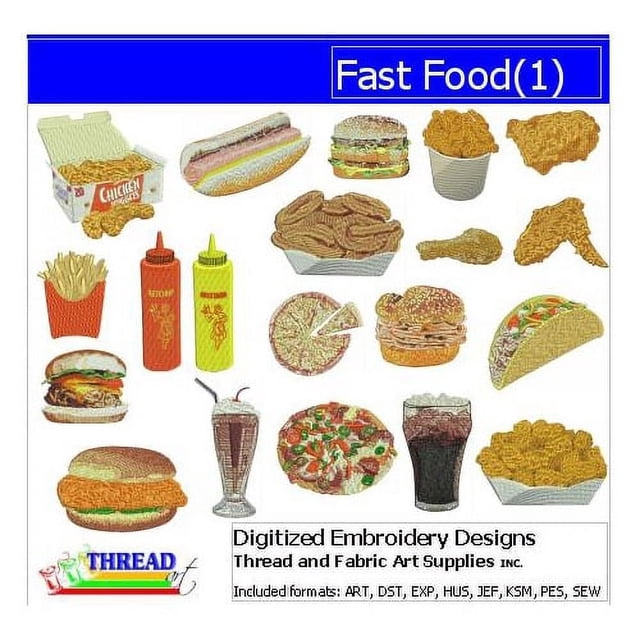 Fast Food(1) Embroidery Designs - All Popular Formats Included - Loaded ...