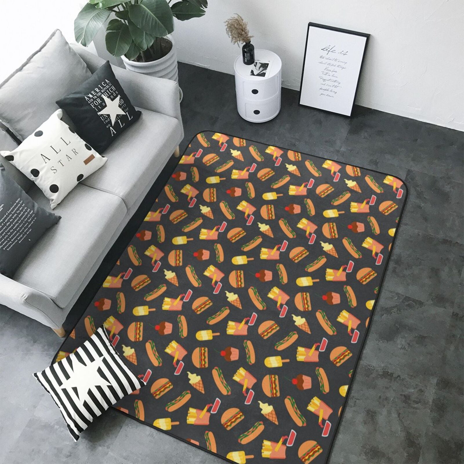 Fast Food Area Rugs for Living Room Bedroom, 5x7 Soft Throw Washable ...