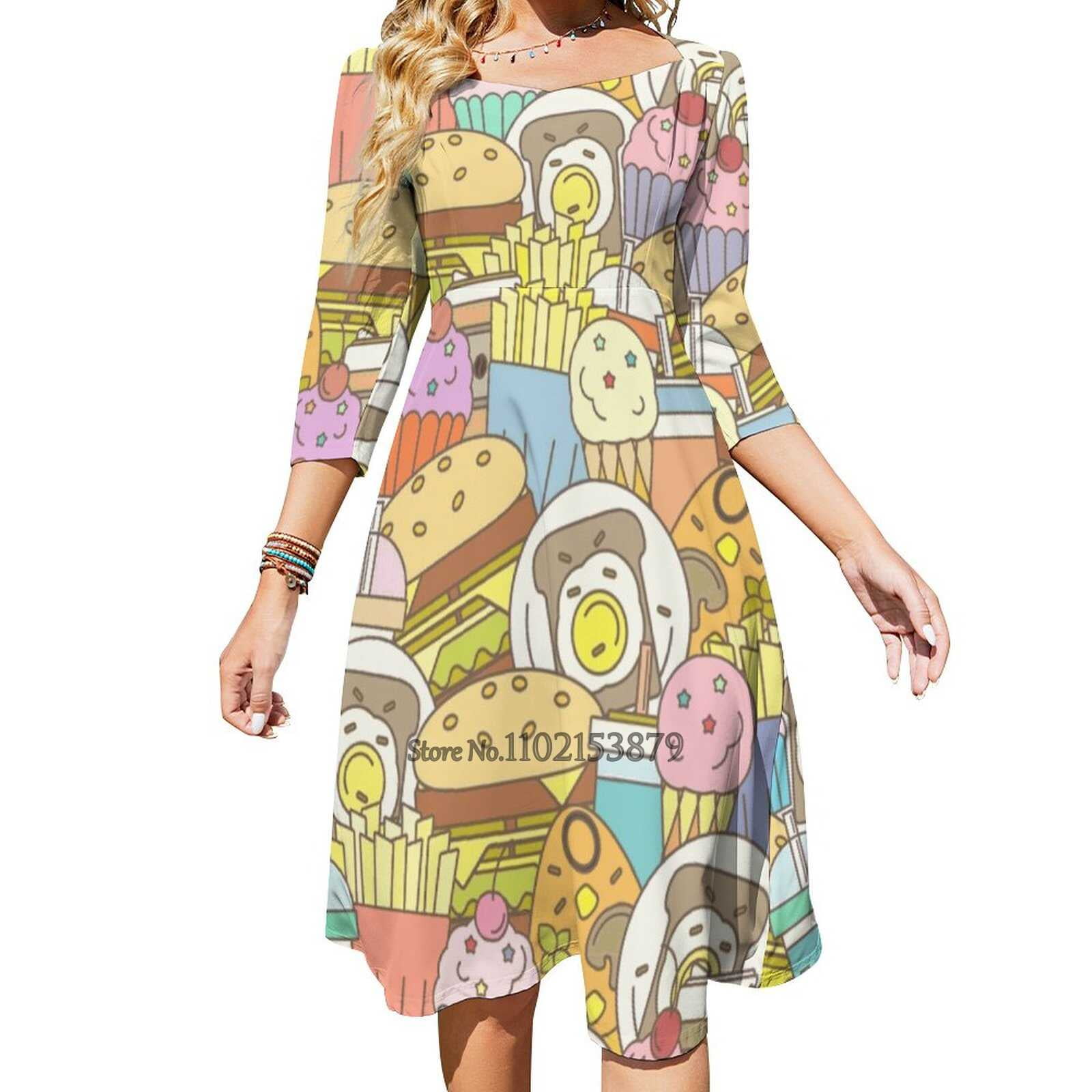 Fast Food Back Lacing Backless Dress Square Neck Dress Sweet Elegant ...