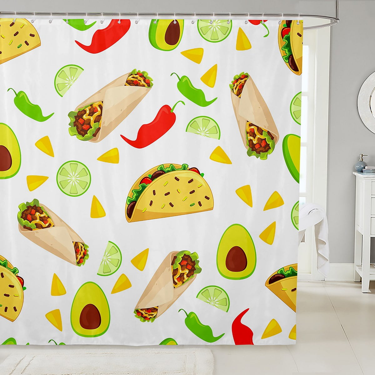 Fast Food Bathroom Shower Curtain Sets Mexican Taco Burritos Shower ...