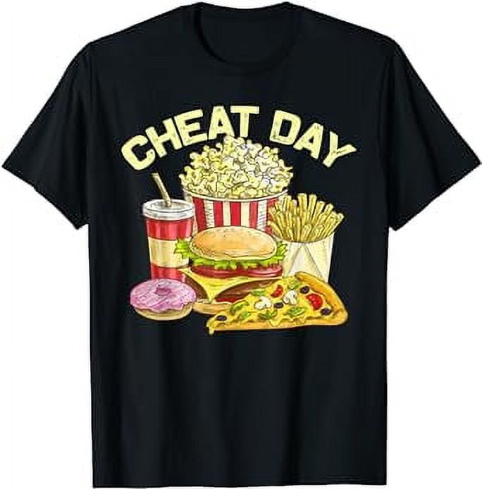 Fast Food Carbs Burger Pizza Soda Donut Fitness Cheat Day T-Shirt ...