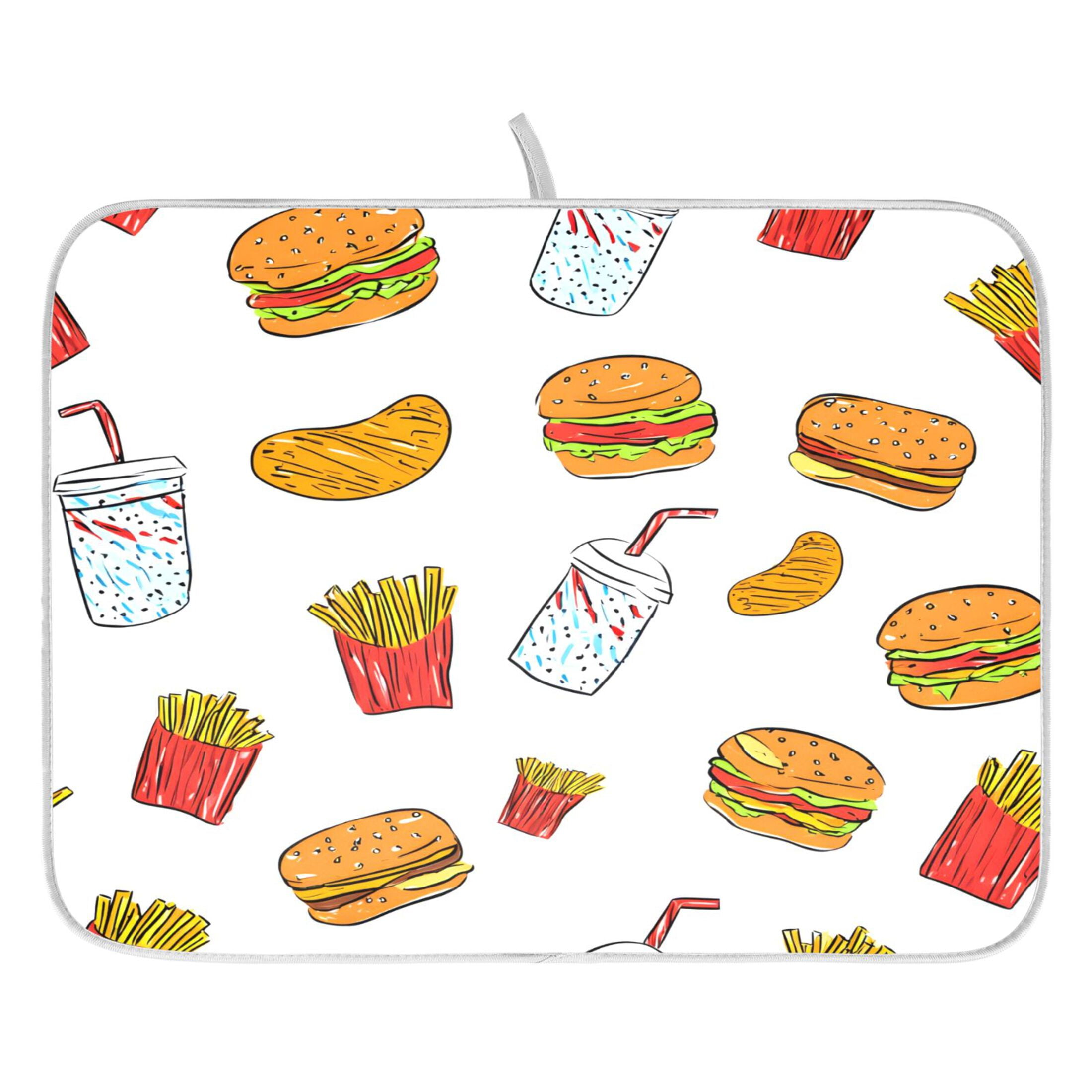 Fast Food Cartoon Drying Dish Mat Quick Drying Absorbent Soft Durable ...