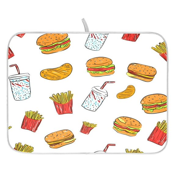 Fast Food Cartoon Drying Dish Mat Quick Drying Absorbent Soft Durable ...
