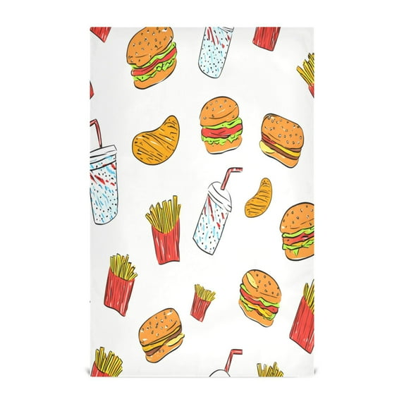 Fast Food Cartoon Kitchen Towels Dishcloth Decorative Waffle Towels ...