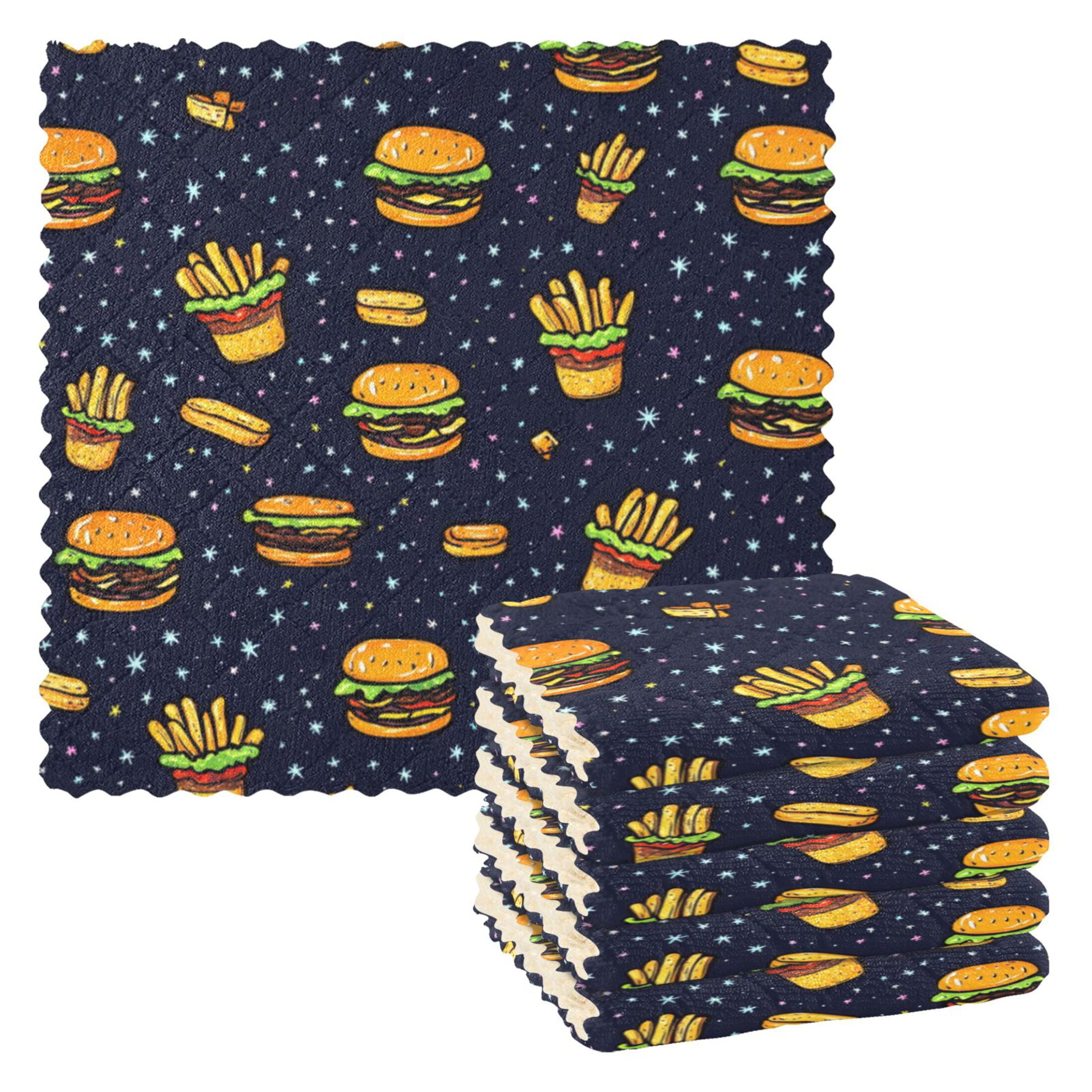 Fast Food Cosmos Dish Towels 6 Pack Kitchen Cleaning Dish Cloths ...