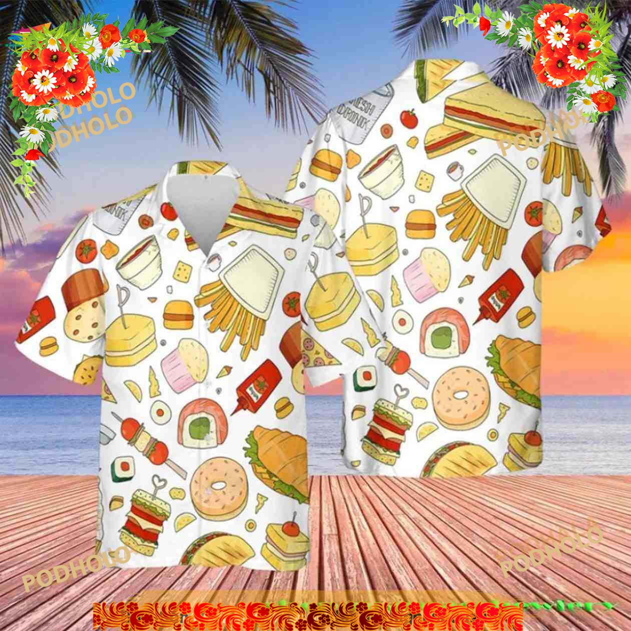 Fast Food Elements Aloha Funny Hawaiian Shirt - Walmart.com