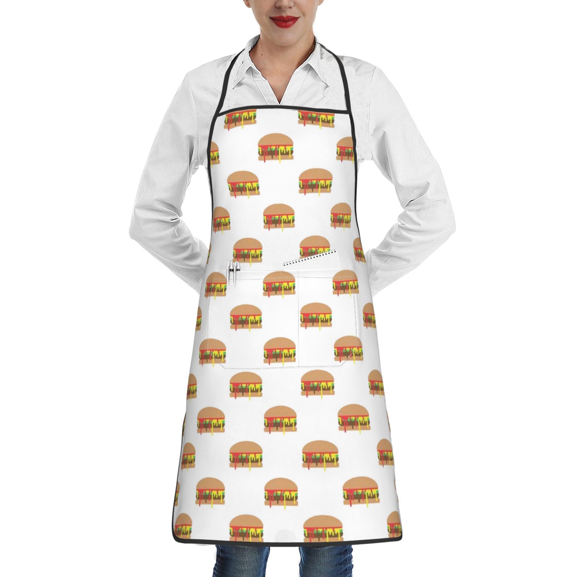 Fast Food Hamburger Elements Women'S And Men'S Kitchen Waterproof Apron ...