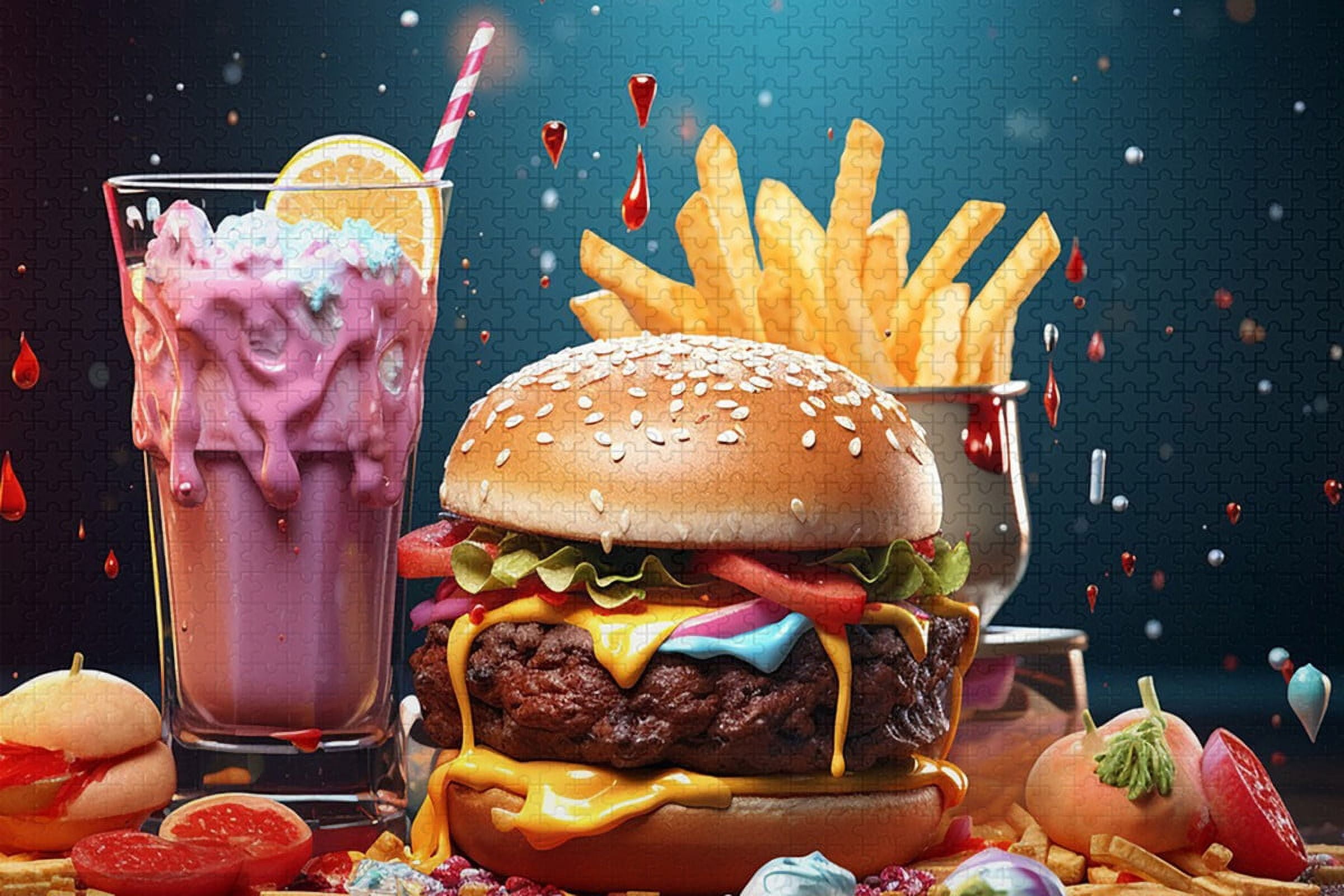 Fast Food Hamburger Fries Milkshake Jigsaw Puzzle 500 Pieces - Walmart.com
