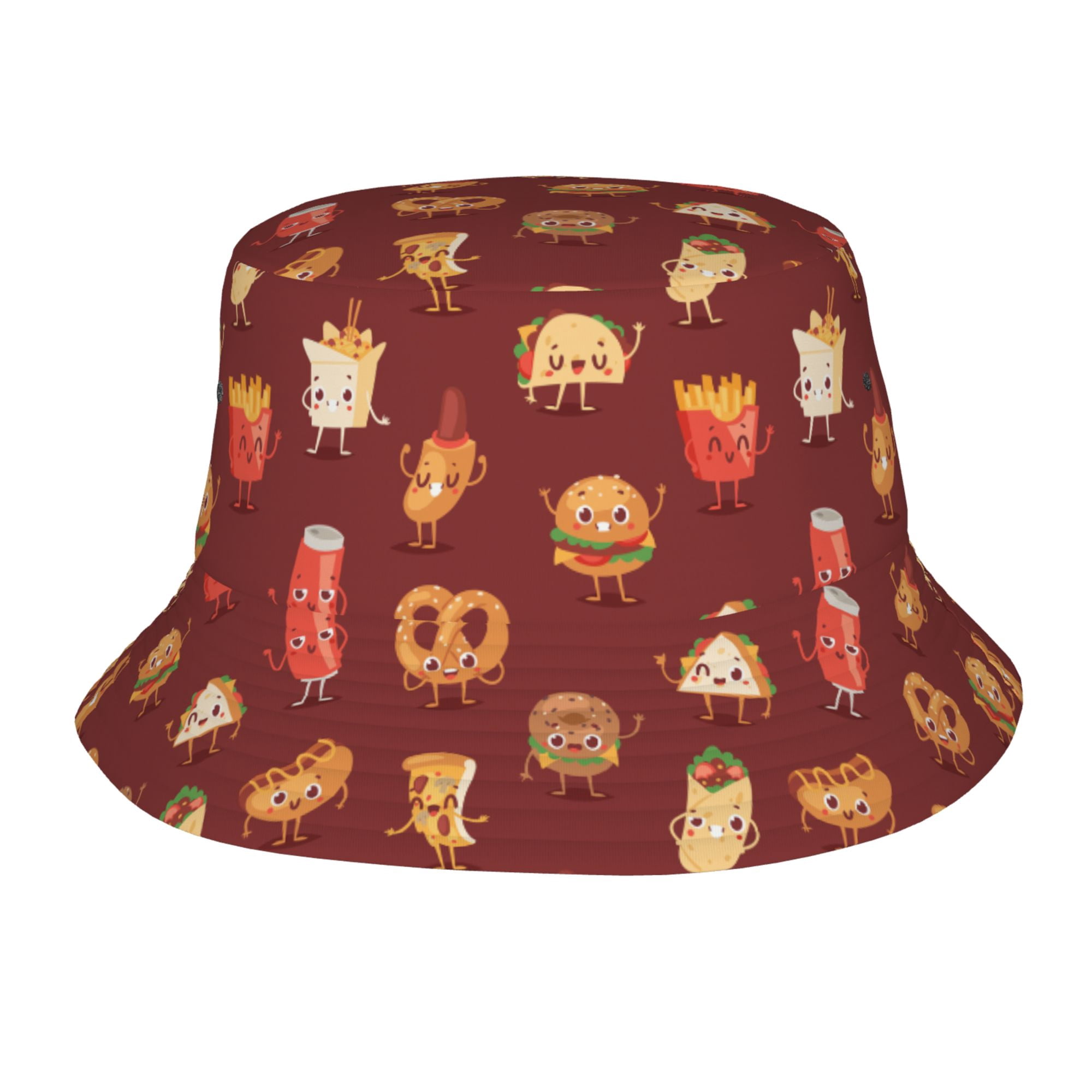 Fast Food Hamburger pattern Bucket Hat Foldable Fisherman Outdoor ...