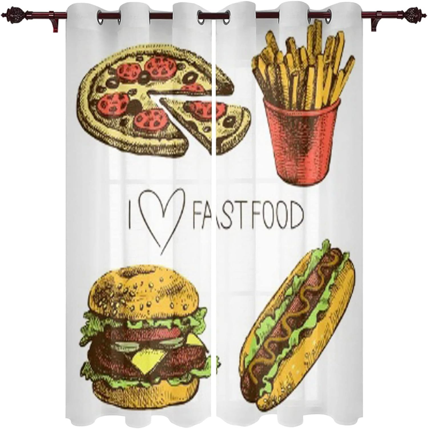 Fast Food Hand Drawn Blackout Pattern,Pizza Burger Hot Dog Fries Window ...