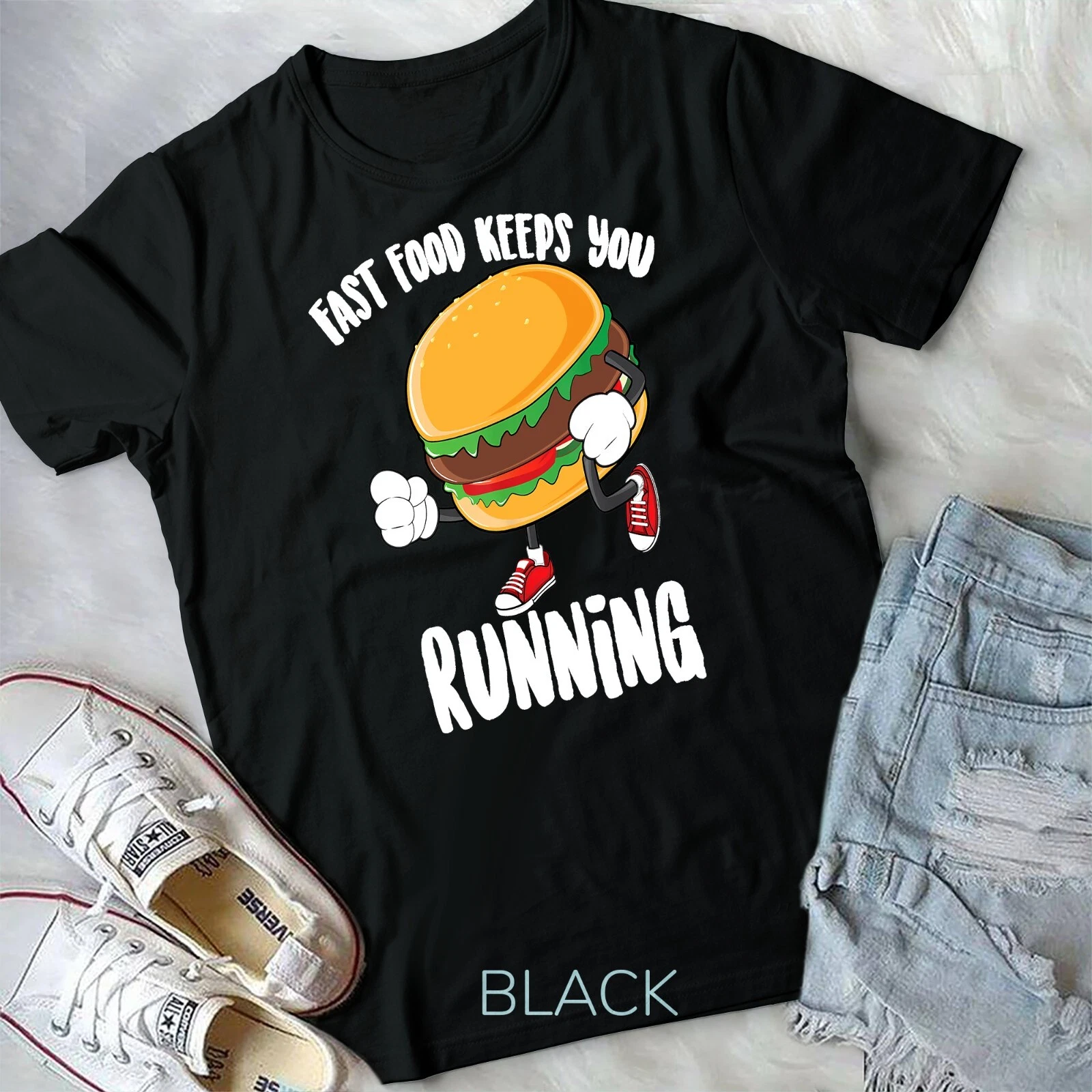 Fast Food Keeps You Running, Cool Junk and Funny Hamburger Graphic New ...