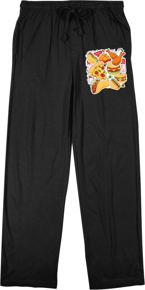 Fast Food Meal Stickers Men's Black Sleep Pajama Pants-XL - Walmart.com