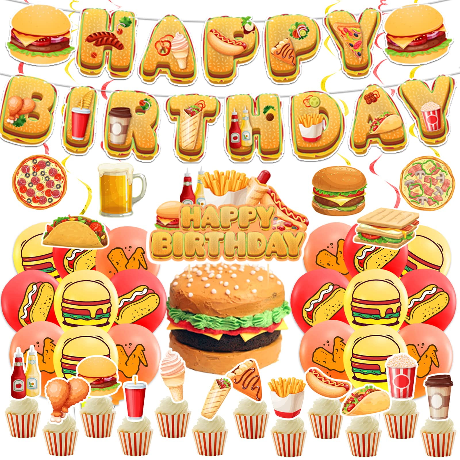 Fast Food Party Decorations French Fries AIS1 Pizza Hamburger Chicken ...