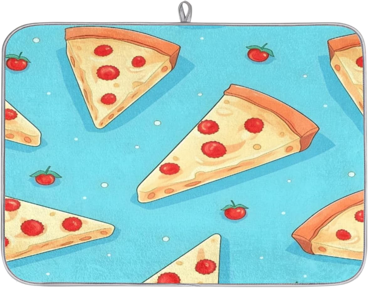 Fast Food Pizza Pattern Dish Drying Mat for Kitchen Counter Microfiber ...