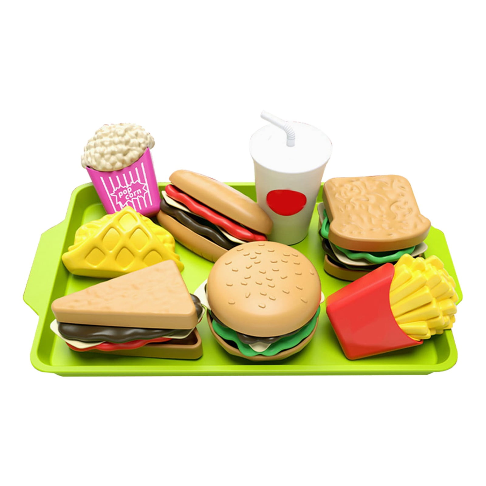 Fast Food Playset for Toddlers -Hamburger and Hot Dog Play Set, 7-Piece ...