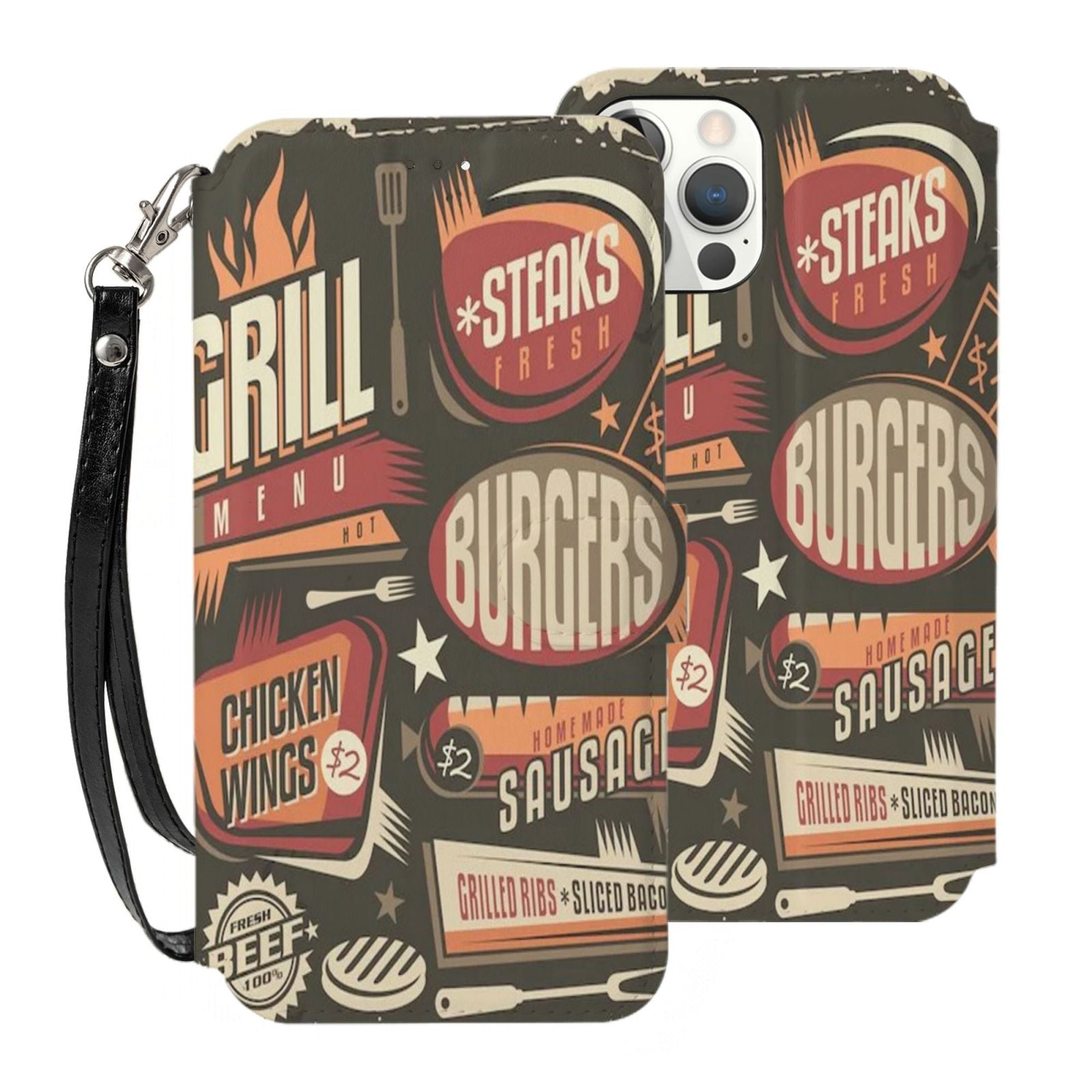 Fast Food Restaurant Menu Leather Wallet Phone Case Wallet Case for ...