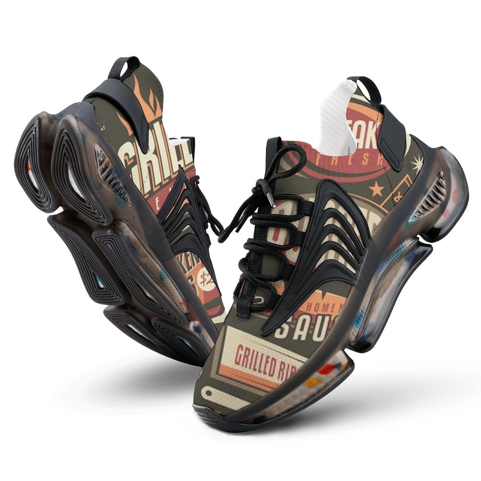 Fast Food Restaurant Menu Walking Shoes for Men Woman Lightweight ...
