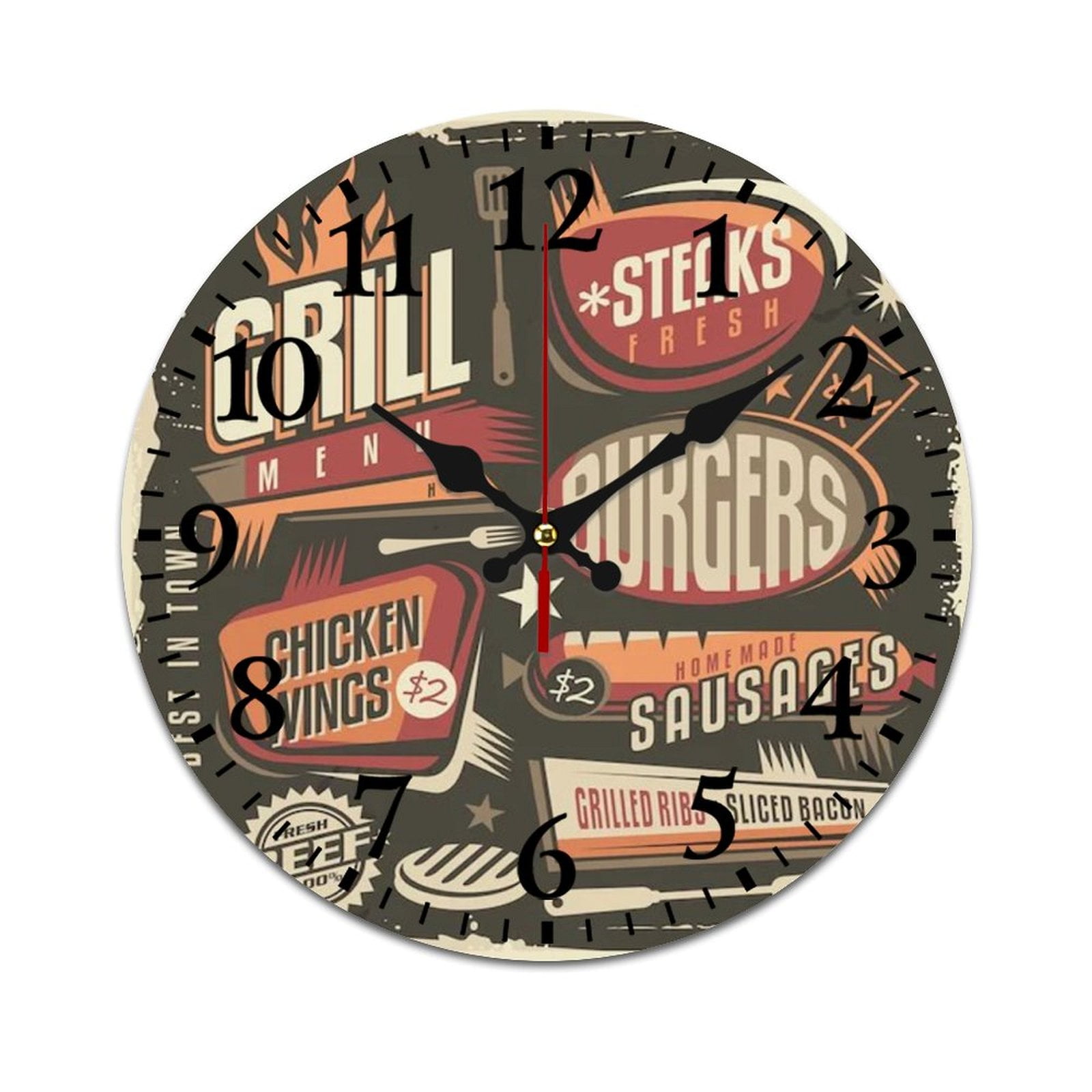 Fast Food Restaurant Menu Wall Clock Modern Design Clocks Wall Hanging ...