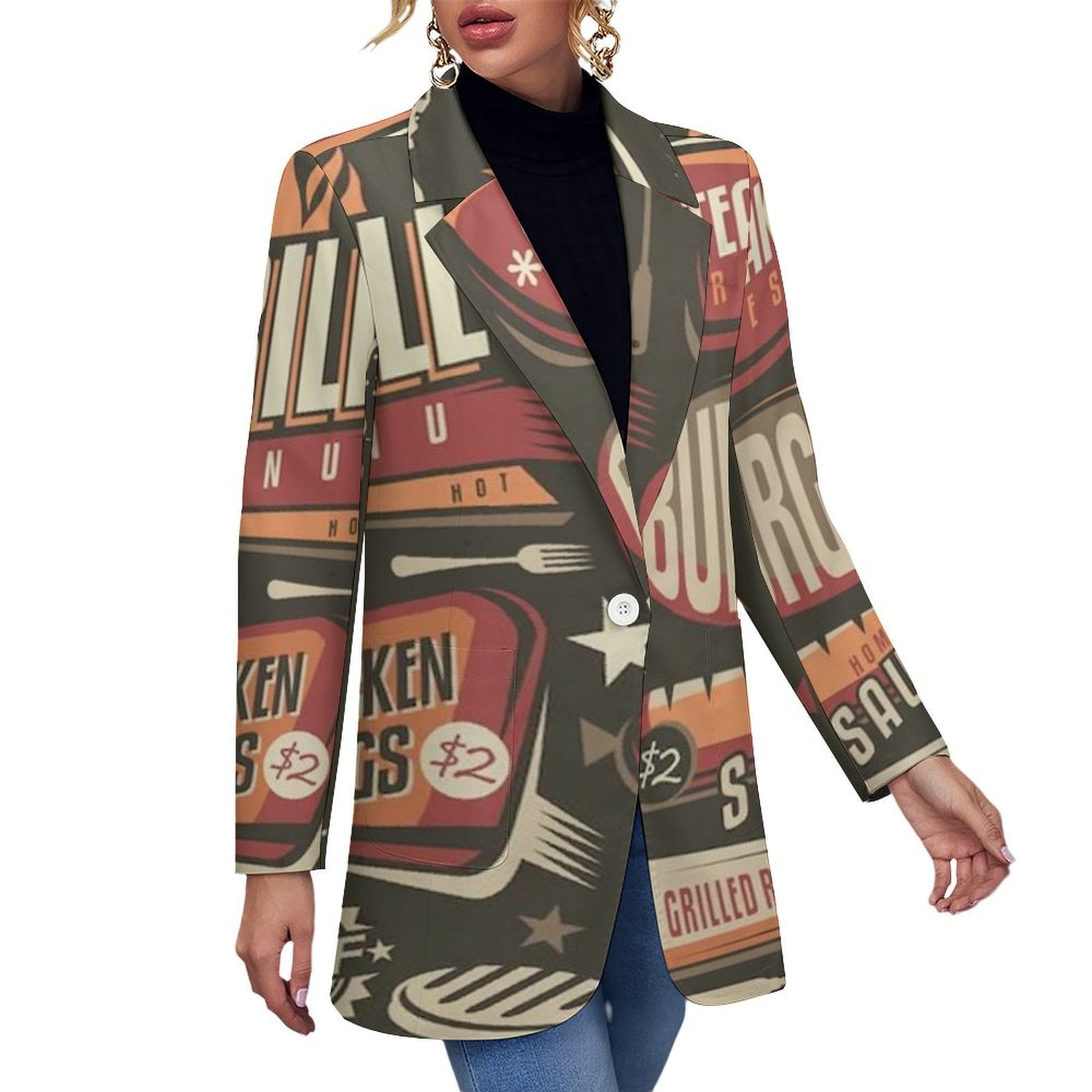Fast Food Restaurant Menu Woman Casual Loose Suits Summer Jacket Woman ...