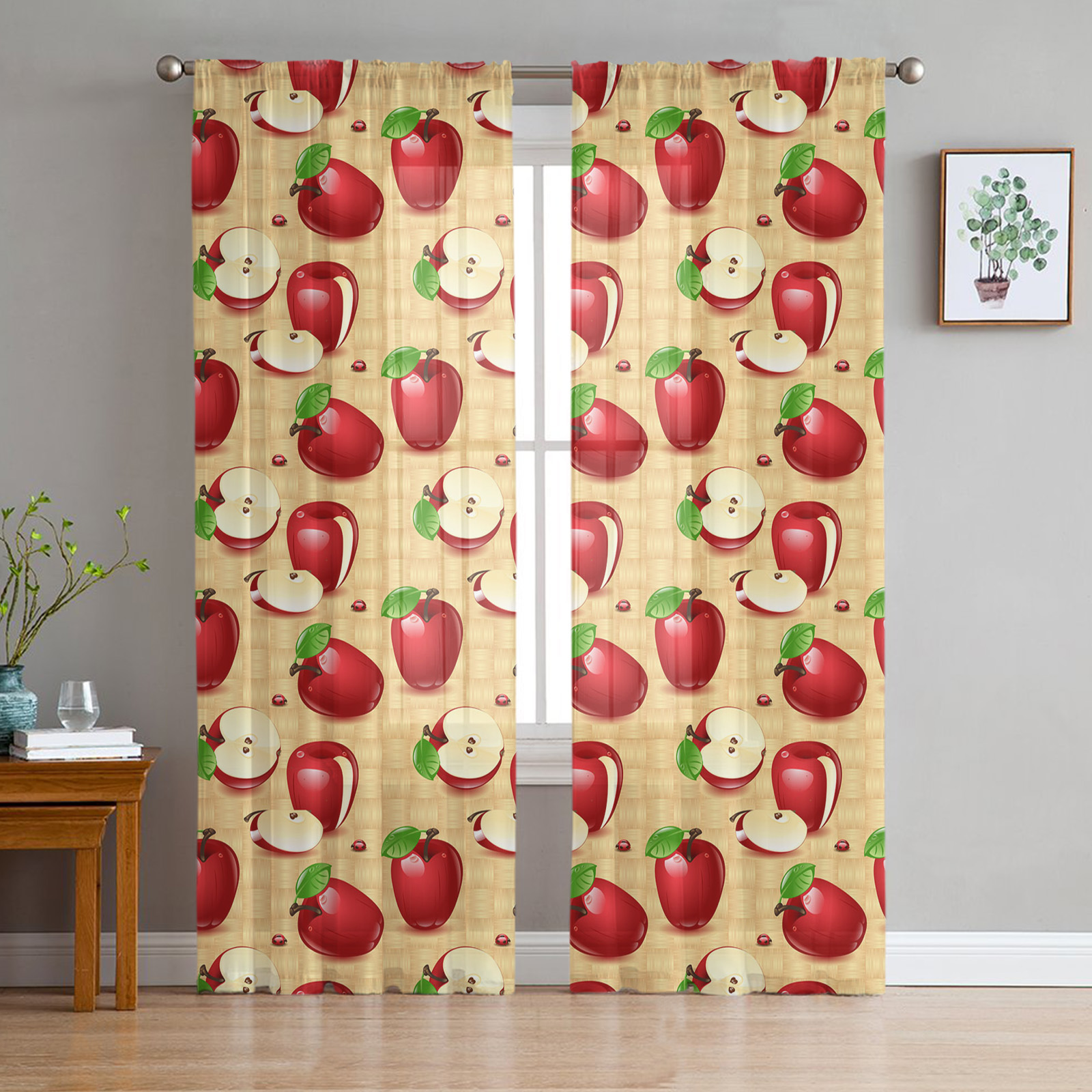 Fast Food Set Tulle Curtains For Living Room Sheer Curtain Bedroom Veil ...
