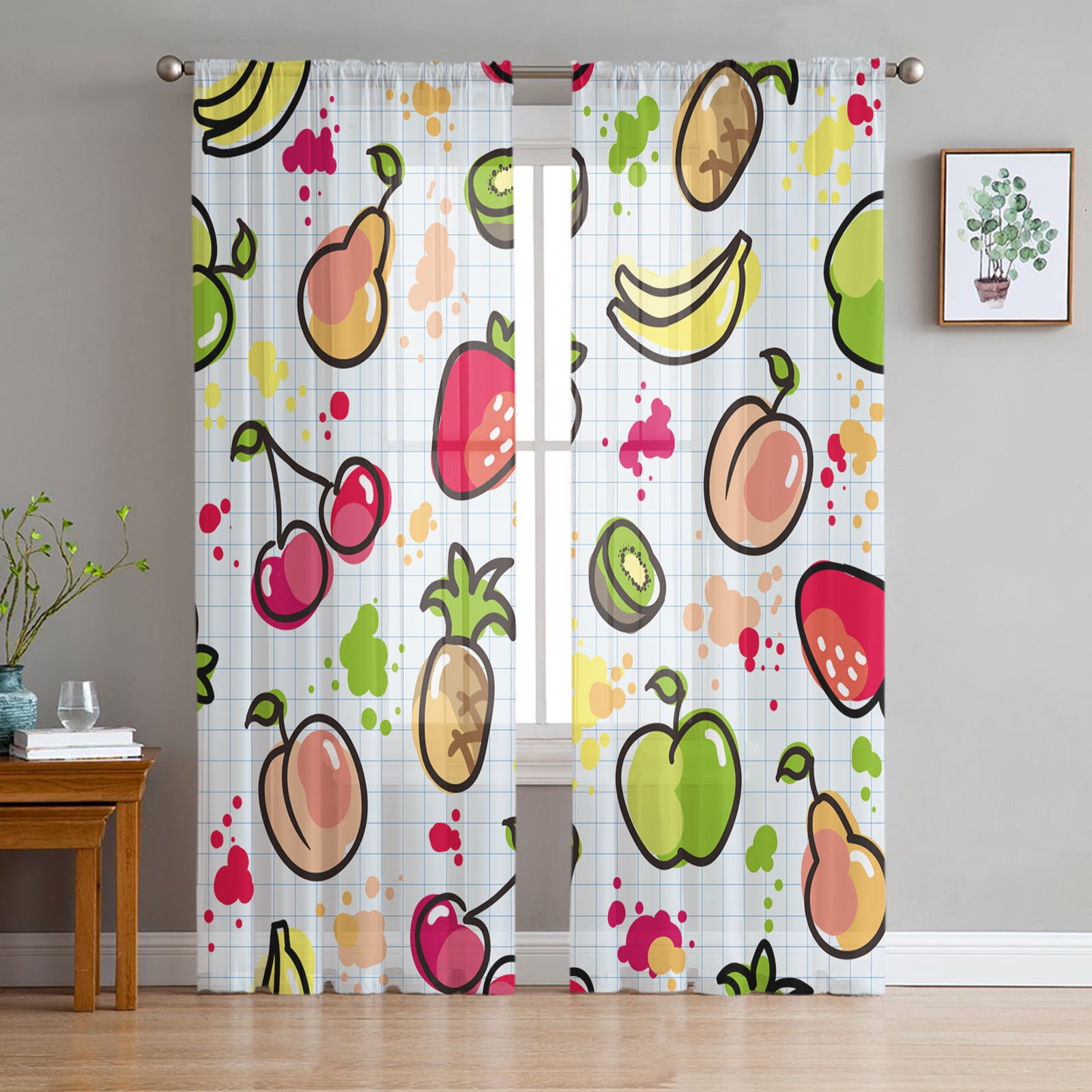 Fast Food Set Tulle Curtains For Living Room Sheer Curtain Bedroom Veil ...